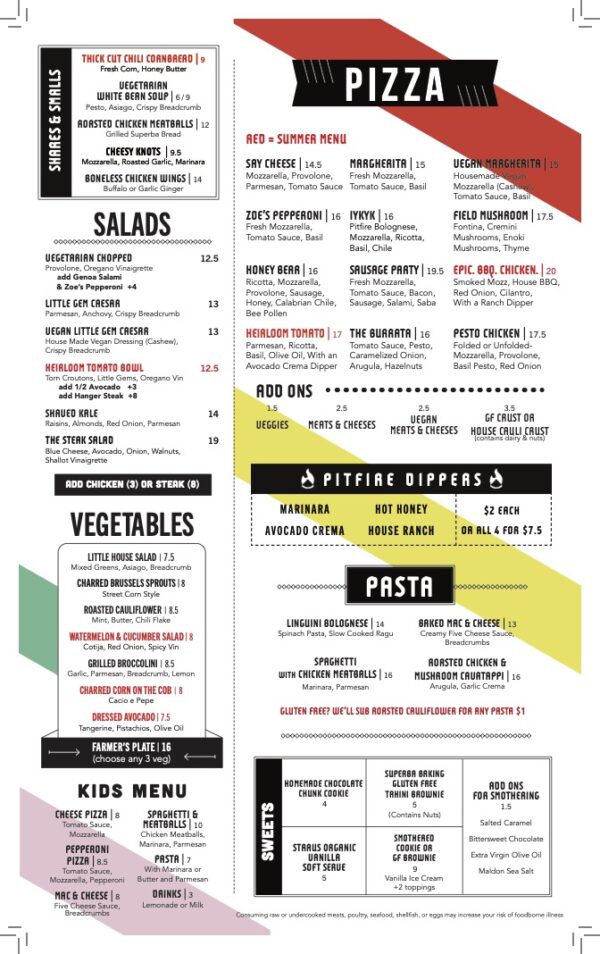 Pitfire Pizza Summer Seasonal Menu